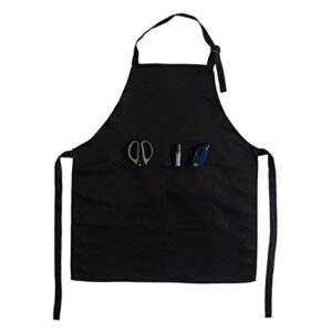 H.BETTER Kid Apron Adjustable Strap with 2 Pockets Painting Cooking Craft Backing Unisex Age 8-12(Black)