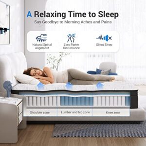 Avenco Queen Mattress 12 Inch, Hybrid Mattress Queen Medium Firm, Queen Mattress in a Box with Pocketed Springs CertiPUR-US Foam Mattress, Supportive&Pressure Relief, Breathable Fabric