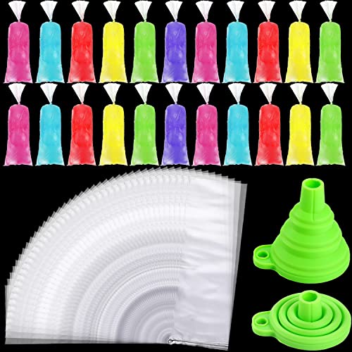 400 Pieces Ice Pop Bags Ice Lolly Bags Disposable Ice Cream Mold Bags Plastic Ice Candy Bags with Silicone Funnel for Making Ice Cream Yogurt Candy Freeze 3 x 10 Inch (400 Pieces,3 x 10 Inch)