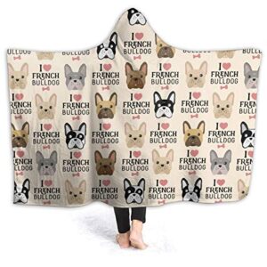 i love french bulldog hoodie blanket wearable throw blankets for couch blanket hooded for baby kids men women