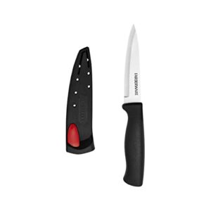 farberware edgekeeper 3.5-inch paring knife with self-sharpening blade cover, high carbon-stainless steel kitchen knife with ergonomic handle, razor-sharp knife, black