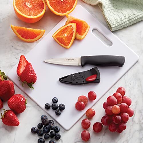 Farberware Edgekeeper 3.5-Inch Paring Knife with Self-Sharpening Blade Cover, High Carbon-Stainless Steel Kitchen Knife with Ergonomic Handle, Razor-Sharp Knife, Black