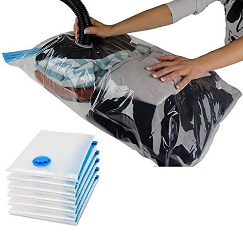 Timetries Travel Vacuum Storage Bags for Clothes Comforters Blankets Mattress Pillows with Pump Space Saver Bag,White