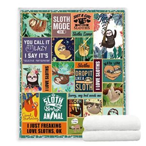 yuntu sloth throw blankets sloth gifts for women and girls sloth lovers super soft warm sherpa sloth blankets for kids and adults