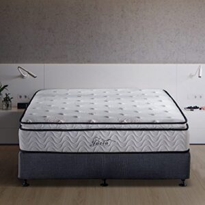 jacia house short queen mattress 11.4 inches pillow top pocket spring hybrid mattress, memory foam innerspring firm mattress -bed in a bag