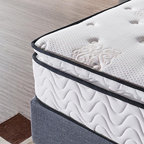 Jacia House Short Queen Mattress 11.4 Inches Pillow Top Pocket Spring Hybrid Mattress, Memory Foam Innerspring Firm Mattress -Bed in a Bag