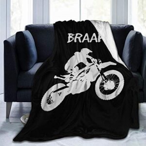 dirt bike - motocross fleece blanket throw lightweight blanket super soft cozy bed warm blanket for living room/bedroom all season (dirt bike - motocross, 60" × 50")