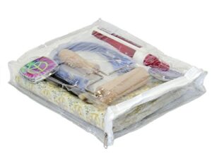 oreh homewares heavy duty vinyl zippered see-through storage bags (clear) for jewelry, shirts, cosmetics, arts & crafts supplies and much more! (9" x 11" x 2") 0.9 gallon 2-pack