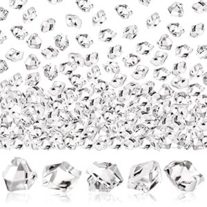 uplama 600pcs fake crushed ice rocks, acrylic diamond crystals fake diamonds plastic clear ice cubes diamond table scatters acrylic gems for vase fillers home decoration wedding birthday (white)