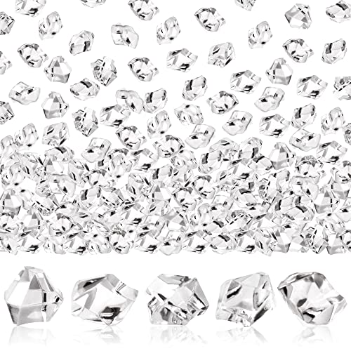 UPlama 600PCS Fake Crushed Ice Rocks, Acrylic Diamond Crystals Fake Diamonds Plastic Clear Ice Cubes Diamond Table Scatters Acrylic Gems for Vase Fillers Home Decoration Wedding Birthday (White)