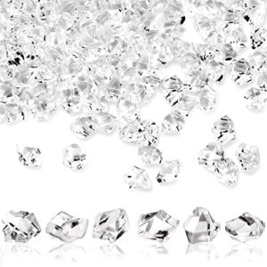 UPlama 600PCS Fake Crushed Ice Rocks, Acrylic Diamond Crystals Fake Diamonds Plastic Clear Ice Cubes Diamond Table Scatters Acrylic Gems for Vase Fillers Home Decoration Wedding Birthday (White)