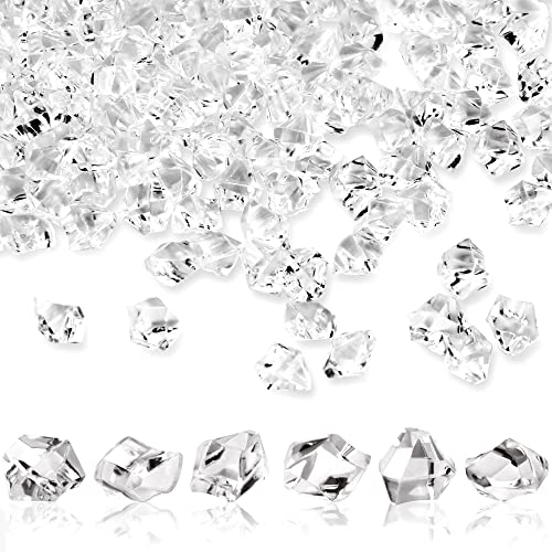 UPlama 600PCS Fake Crushed Ice Rocks, Acrylic Diamond Crystals Fake Diamonds Plastic Clear Ice Cubes Diamond Table Scatters Acrylic Gems for Vase Fillers Home Decoration Wedding Birthday (White)