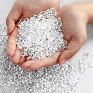 UPlama 600PCS Fake Crushed Ice Rocks, Acrylic Diamond Crystals Fake Diamonds Plastic Clear Ice Cubes Diamond Table Scatters Acrylic Gems for Vase Fillers Home Decoration Wedding Birthday (White)