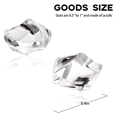 UPlama 600PCS Fake Crushed Ice Rocks, Acrylic Diamond Crystals Fake Diamonds Plastic Clear Ice Cubes Diamond Table Scatters Acrylic Gems for Vase Fillers Home Decoration Wedding Birthday (White)