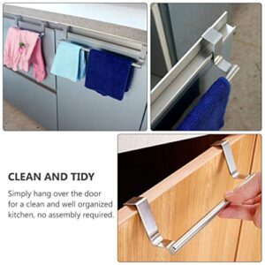 IMIKEYA Over Door Towel Bar Hooks Holders Less Steel Cabinet Cupboard Towel Hooks Shelf Towel Rack Kitchen Bathroom Organizer