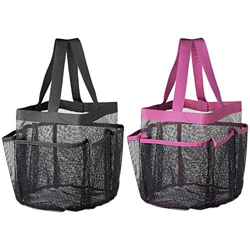 Aquaterior 2 Packs Mesh Shower Caddy 8 Pockets Bathroom Carry Tote Conditioner