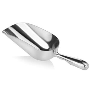 new star foodservice 34509 one-piece cast aluminum round bottom bar ice flour utility scoop, 5-ounce, silver (hand wash only)