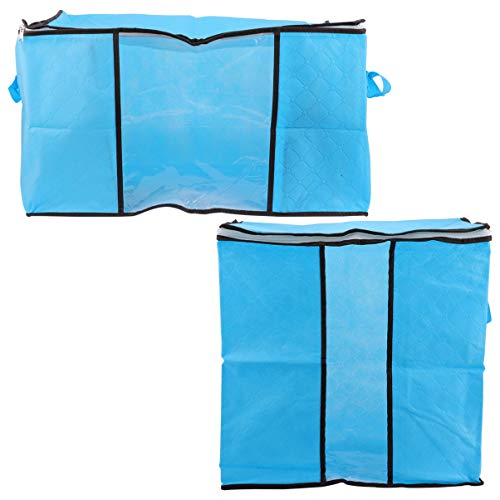 WINOMO Clothing Storage Bags 2Pcs Packing Cubes Travel Luggage Organizers Bags Clothing Sorting Packages Pouches for Wardrobe Suitcase Clothes Home 48X47X28cm 60X35X40cm (Blue) Clothes Storage Bag