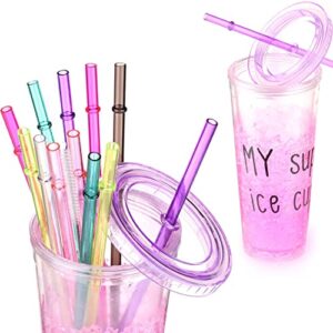 Dakoufish 13" Long Reusable Tritan Replacement Drinking Straws for 40 oz,30 oz & 24 oz Mason Jar,Tumblers, Set of 12 with Cleaning Brush (13inch,7color)