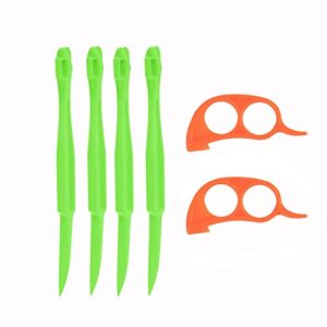 soft home premium plastic orange peeler lemon citrus peel cutter vegetable slicer fruit tools (long handle type green 4 pack; mouse type orange 2 pack) (green)