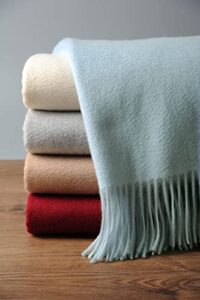 ep mode 100% pure cashmere throw blanket for sofa, classic design with gift box (baby blue)