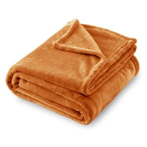 sochow flannel fleece blanket twin size, all season lightweight super soft cozy blanket for bed or couch, orange