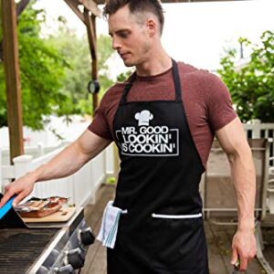 Funny Apron for Men - Mr. Good Looking is Cooking - BBQ Grill Apron for a Husband, Dad, Boyfriend or any Friend that Cooks Like a Master Chef by Aller Home and Kitchen (Mr. Good Looking is Cooking)