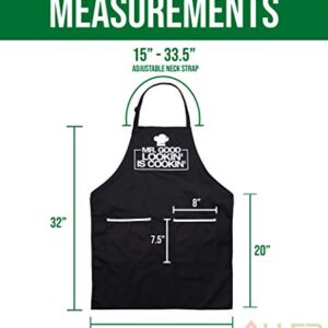 Funny Apron for Men - Mr. Good Looking is Cooking - BBQ Grill Apron for a Husband, Dad, Boyfriend or any Friend that Cooks Like a Master Chef by Aller Home and Kitchen (Mr. Good Looking is Cooking)