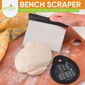 Spring Chef - Bench Scraper, Stainless Steel Dough Scraper, Pastry Scraper, Pizza and Dough Cutter, With Bonus Bowl Scraper, Black