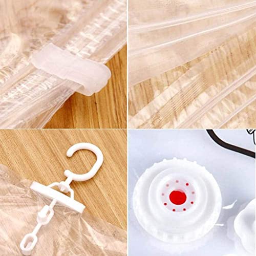 Hanging Vacuum Compression Bags, 2 Pack Hanging Vacuum Clothes Storage Space Saver Clear Bags with Hook for Suits Coats Jackets