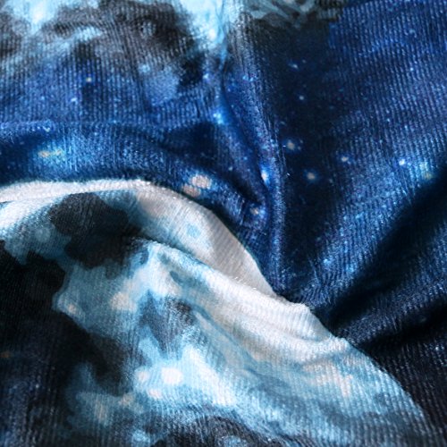 Sleepwish Moon Hooded Blanket Lunar Eclipse Celestial Blanket Dark Blue Galaxy Blanket with Hood Sherpa Fleece Blankets (Adults 60"x 80")