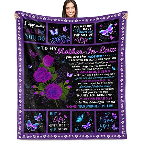 KJACGAD Gifts for Mother in Law - Gifts for Mothers Day - Mother in Law Birthday Gifts - Mother in Law Gifts from Daughter in Law - Gifts for Mother's Day Mother in Law Black Throw Blankets 60"x 50"