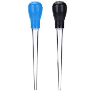 long turkey basters for cooking with measurements, only for room temperature liquids, blue and black color