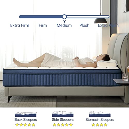 SUAYEA King Mattress, King Size Mattress in a Box, 12 Inch Hybrid Mattress King Size, Ultimate Motion Isolation with Gel Memory Foam and Pocket Spring, Medium Firm Mattress, Edge Support, CertiPUR-US