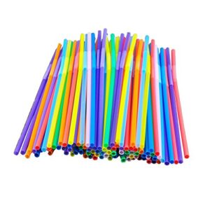 colorful extra long flexible bendy party disposabl drinking straws, 100 pieces