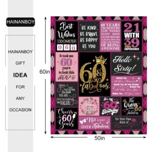 60th Birthday Gifts for Women, 60th Birthday Gifts Blanket with Gift Box, 60th Birthday Decorations Women, 1963 60 Year Old Birthday Gifts Ideas for Women Wife Grandma Mom Throw Blanket 60"x50"