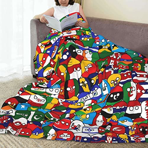 Countryball Polandball World Map Flannel Fleece Throw Blanket Soft Cozy Lightweight Fluffy Microfiber Blanket All Season Fuzzy Plush Throw Blanket for Couch Bed Sofa 50"x40"