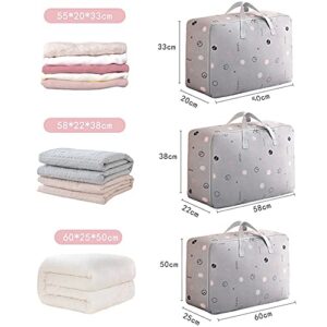 Storage Bag Organizer Clothes Yubella Large Capacity Bags,3 Different Sizes fits Pillows,Blankets,Sheets,Clothes,Quilts,Light Weight,Sturdy,Save Space,Avoid Dust by Closing with Zip,Grey