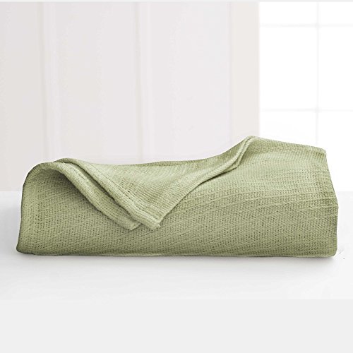 Martex Premium 100% Cotton Warm and Cozy Blanket Good for All Seasons, Lightweight and Breathable, Textured, Queen, Green