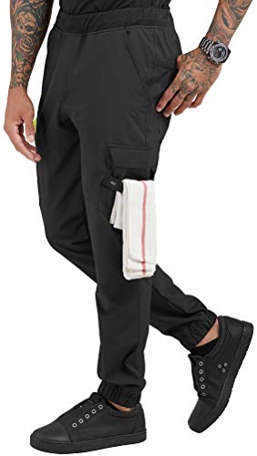 Men's Performance Stretch Jogger Chef Pant (Black, Medium)