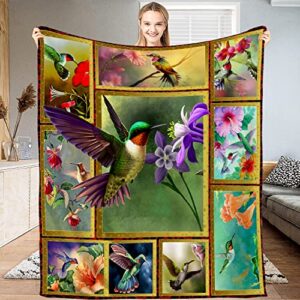 hummingbird blanket summer blanket queen spring fleece blanket huming birds throw blanket lightweight blanket gift plush fleece blanket hummingbird themed gifts for 4th july girls women bird lover