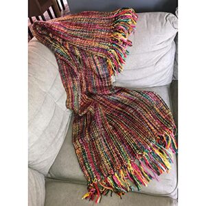 ART & ARTIFACT Boho Throw Blanket - Colorful Striped Chunky Knit Blanket Hippie Room Decor - 48" x 70" Afghan