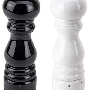 Peugeot Paris U'Select Lacquer Salt And Pepper Mill Set 7", Black And White