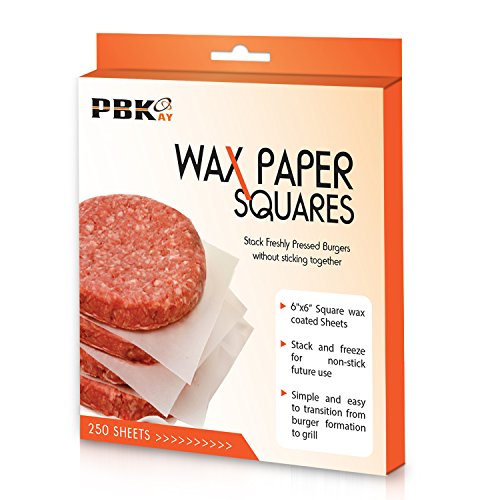 Hamburger Patty Paper Sheets, Wax Paper Squares 250 pcs 6" x 6" Non-Stick