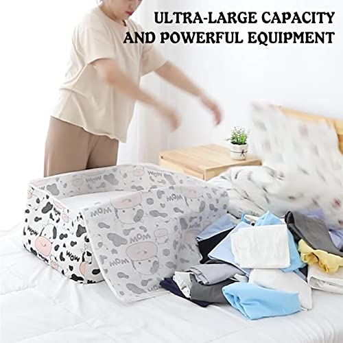 Largecapacity Storage Bag with Handle, Foldable Storage Bucket for Quilt Blanket, Largecapacity Storage Bag, Breathable Clothes Storage for Blankets,Clothes, Pillows, Quilts