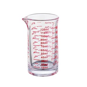 ackers shot glass measuring cup 4 ounce/120ml liquid heavy high espresso glass cup red line，v-shaped spout