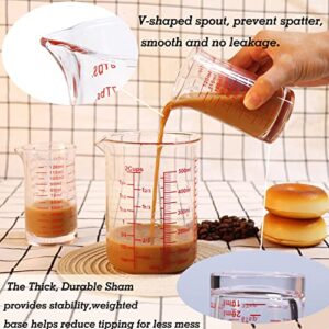 Ackers Shot Glass Measuring Cup 4 Ounce/120ML Liquid Heavy High Espresso Glass Cup Red Line，V-Shaped Spout