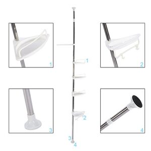 Shower Shelves Rack,4-Tier Bathroom Height 63" -118" Adjustable Telescopic Shower Shelf Shower Corner Rack