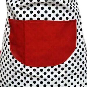 Hyzrz Lovely Lady Dot Flirty Canvas Funny Apron Restaurant Kitchen Aprons for Women Girls with Pocket (Black)