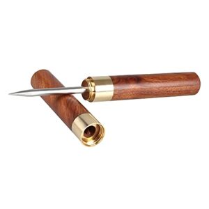 stainless steel ice pick with wooden handle and sheath kitchen tool (brown)